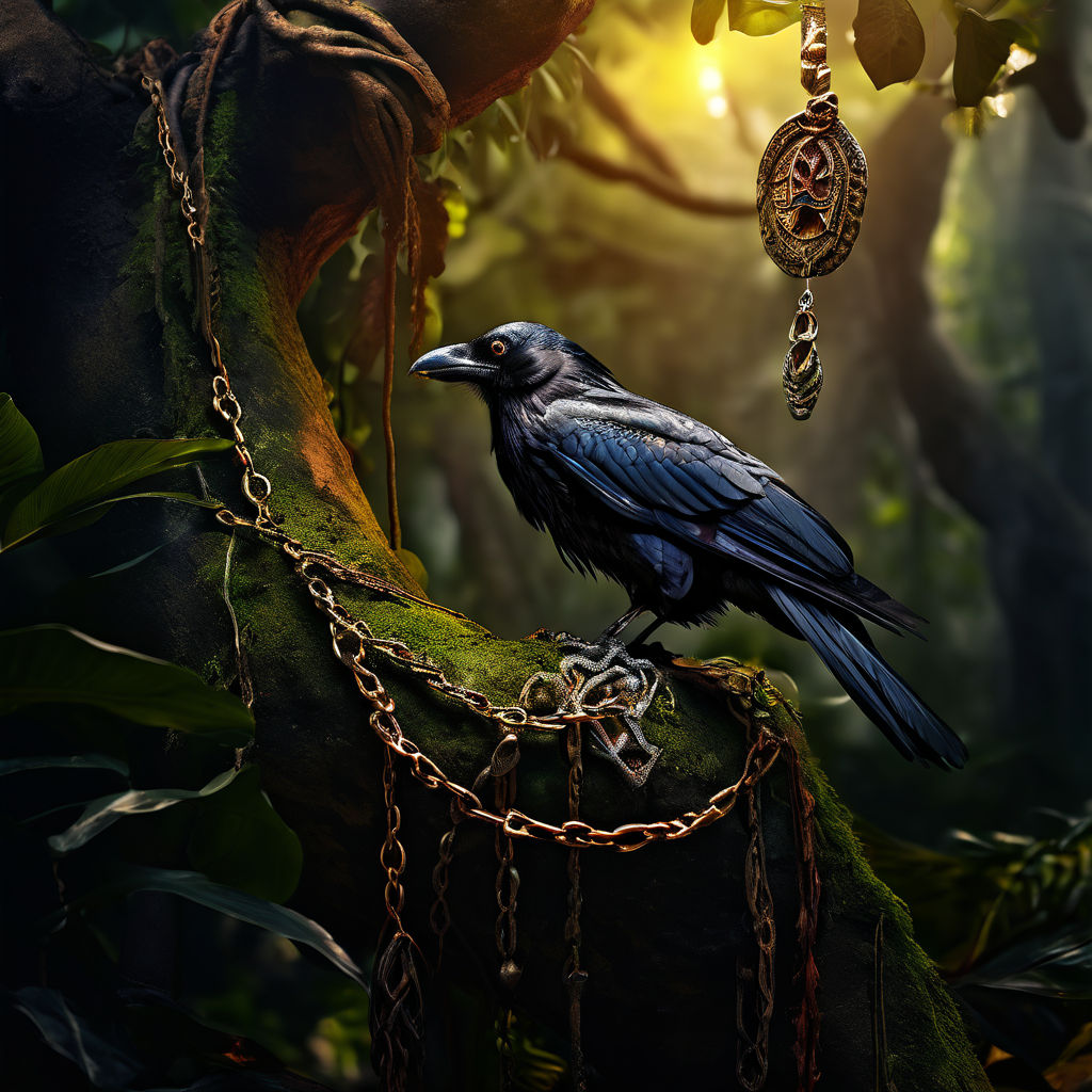 The crow drops the necklace near the snake’s hole at bottom ... by ...