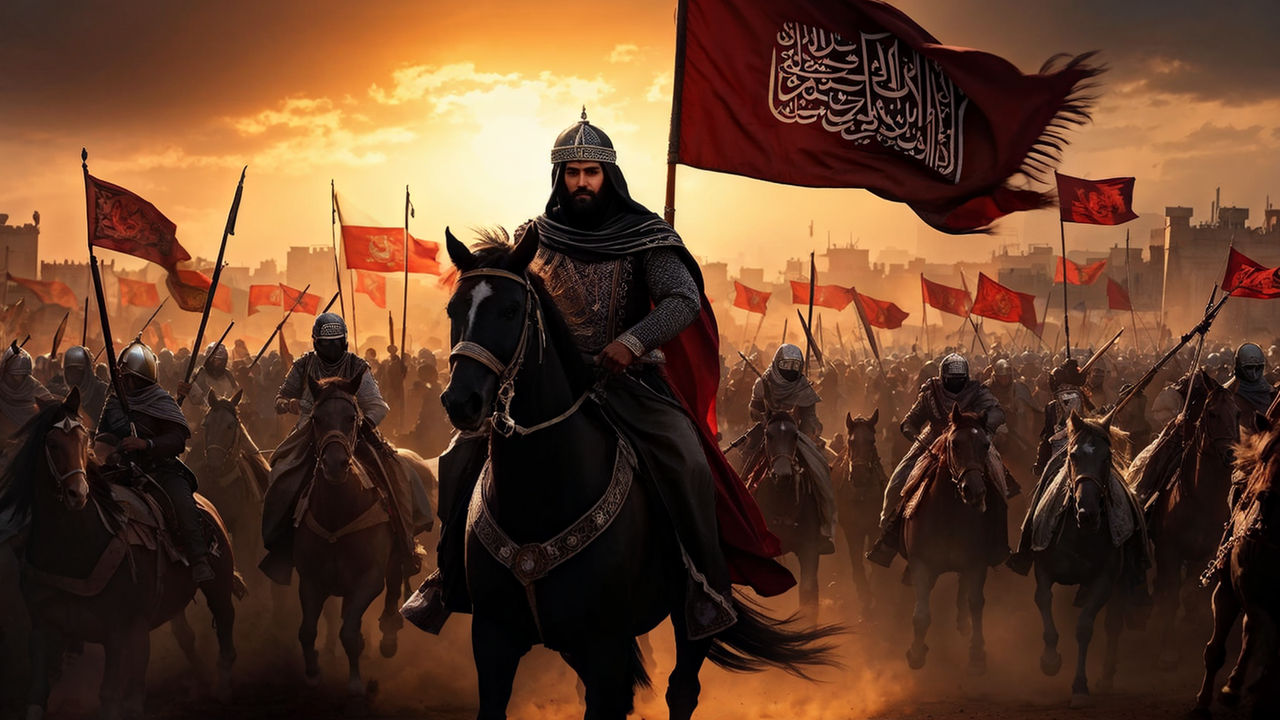 A scene from the battle of karbala where a firece warrior wi... by Enes ...