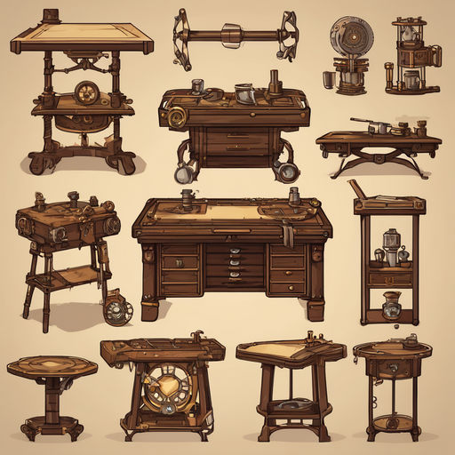 Steampunk crafting table in 2d vector art by KOUSTAV BRAHMA - Playground