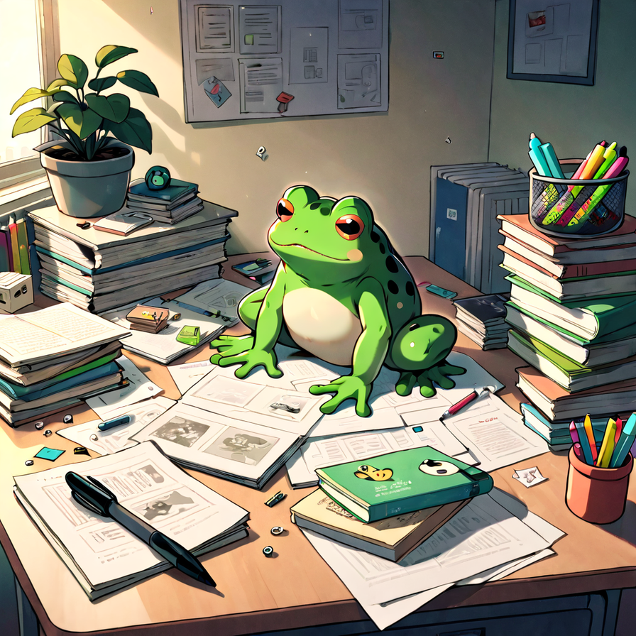 Korean webtoon style illustration featuring a plush frog sea... by 박민아 - Playground