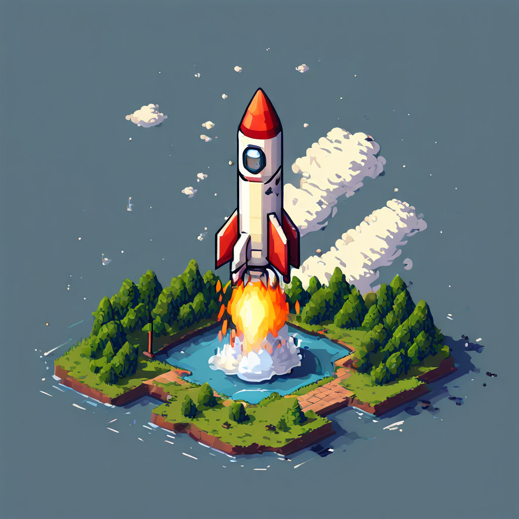 Rocket sprite pixel art style minimalistic isometric art by RRG FF MESS ...