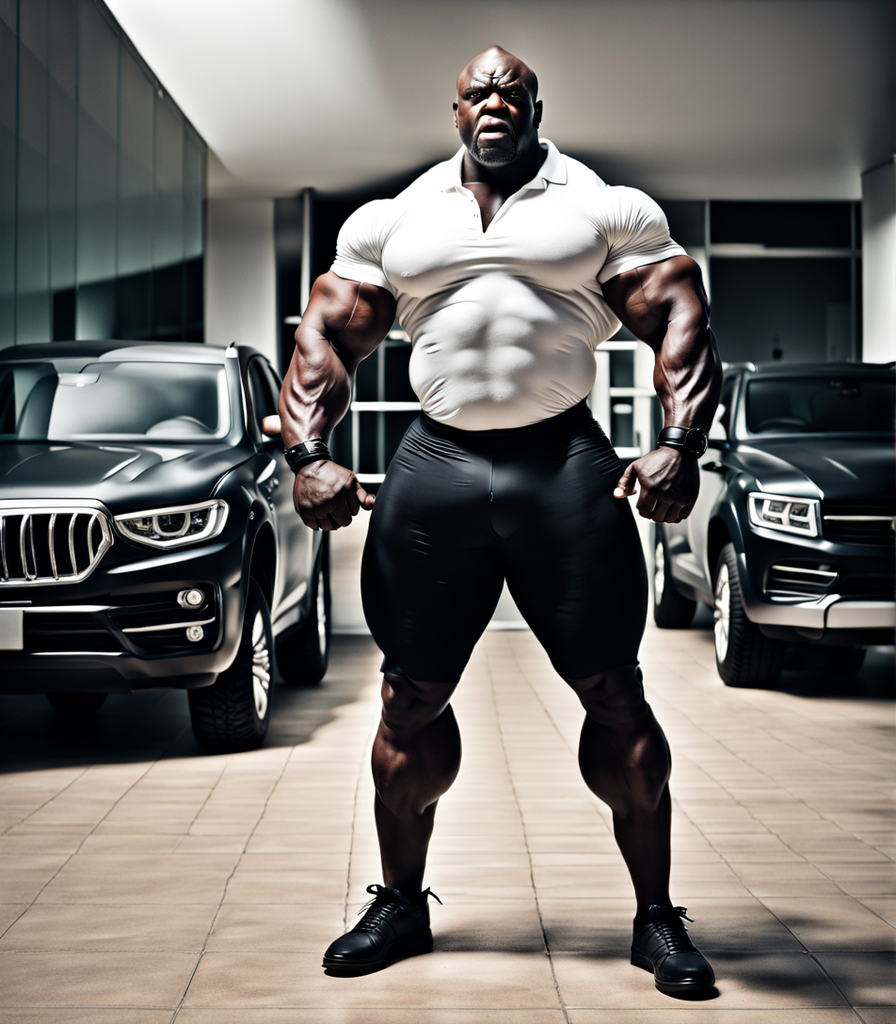 Giant Extremely muscular black bodybuilder in white polo loo... by tony ...