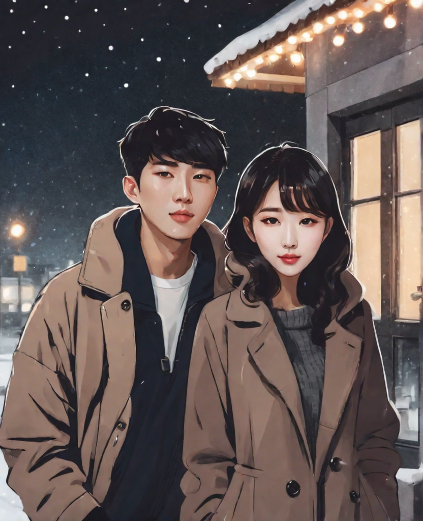 Korean couple in their 20s going on a date in winter on a da... by 윤정진 ...