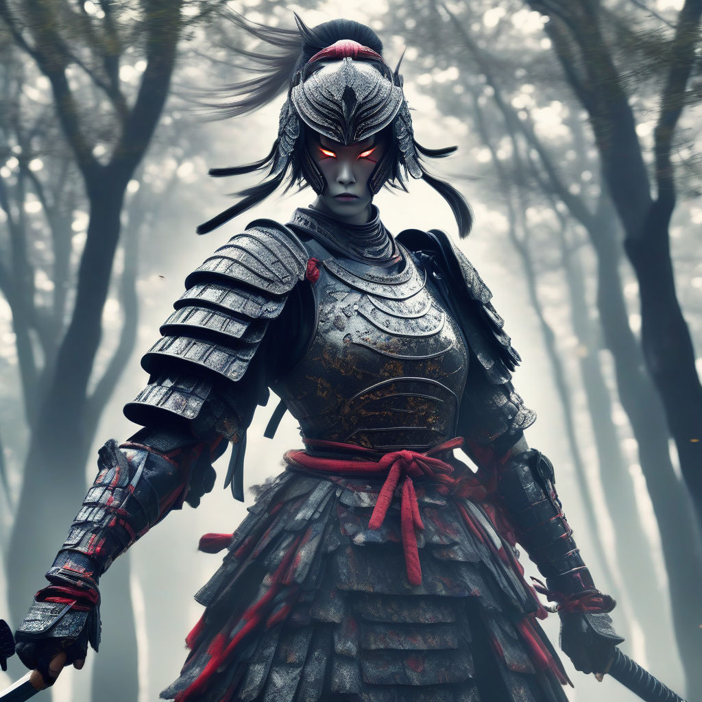 Intimidating armored beautiful female samurai by Trollgrind - Playground