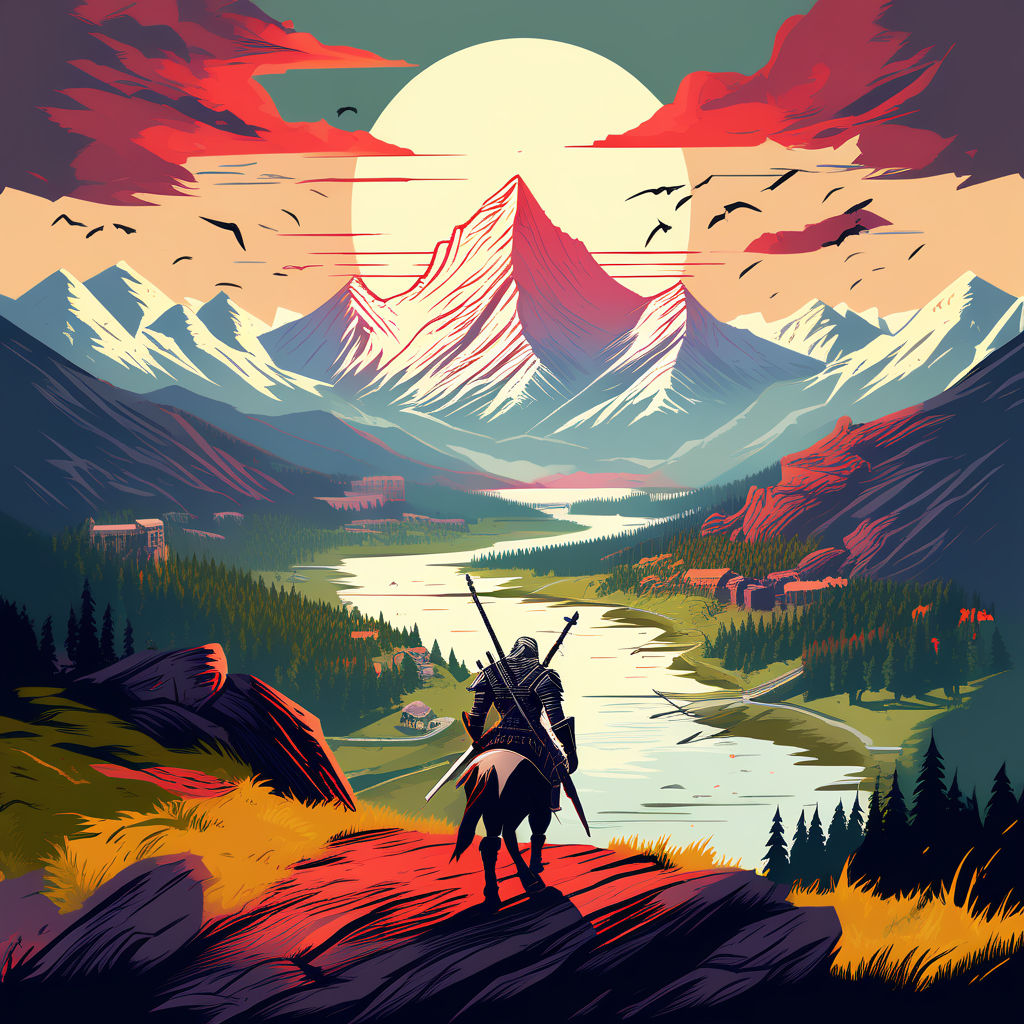Make an illustration poster about the Witcher 3 game by Utku KARAGÜL ...