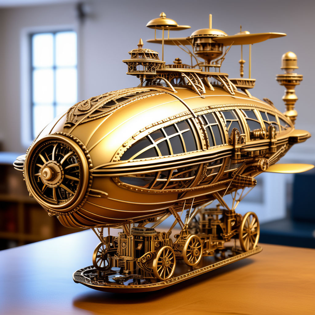 Hyper-realistic mechanical model of steampunk airship with c... by ...