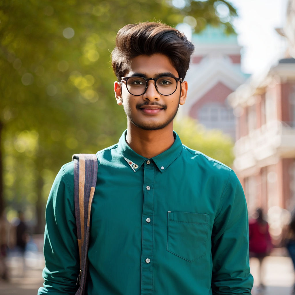 A mid shot of An 18-year-old Indian college student with fai... by ...
