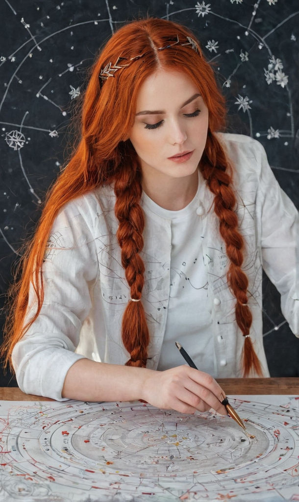 Woman draws a star map and runes by Wm Wm - Playground