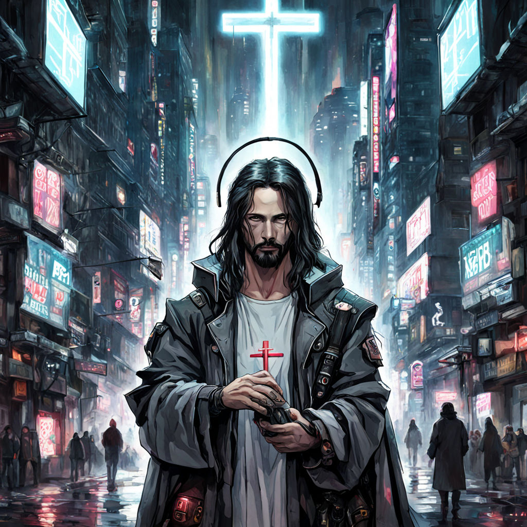 Jesus in cyberpunk by Юра Рибас - Playground