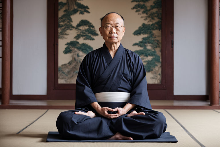 Master Li sitting cross-legged in meditation by Avnish Yadav - Playground