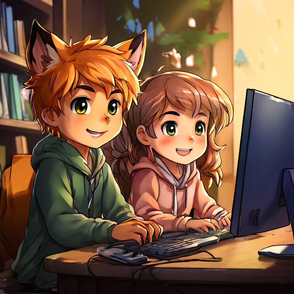 Fox kids at the computer anime by Get Het - Playground
