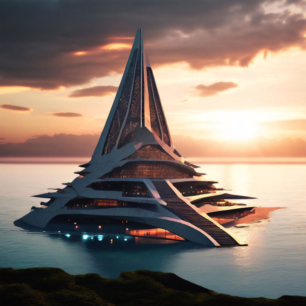 A ziggurat with white stones on an open plain. add a lake v... by Josh ...