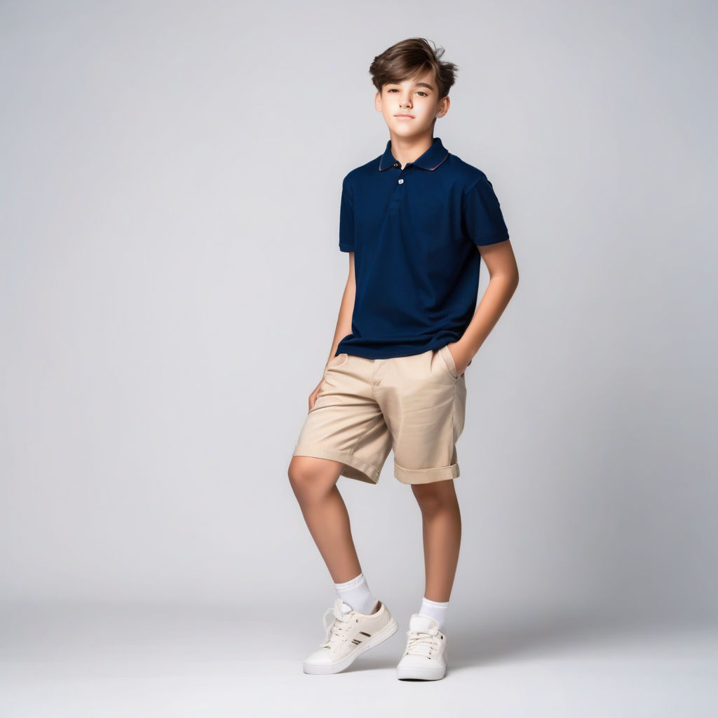 Photo of a beautiful 14 years old boy wearing a navy blue po... by Lui ...