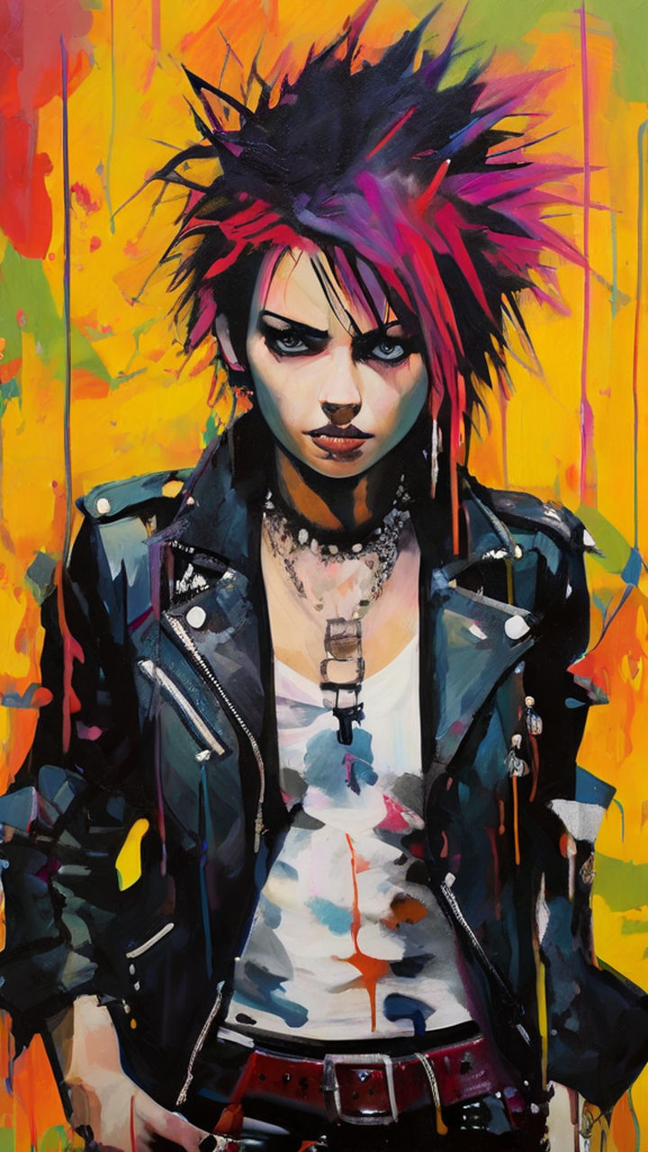A striking abstract painting of a punk rock woman by Maanus Hass ...