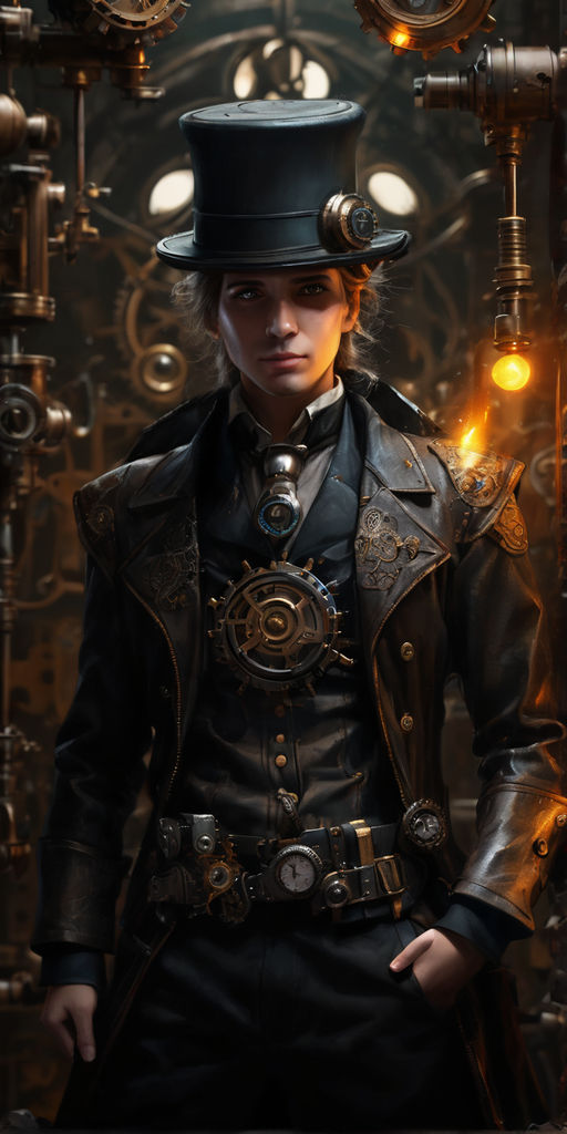 Photorealistic Steampunk Mage standing in a dungeon surround... by Ace ...