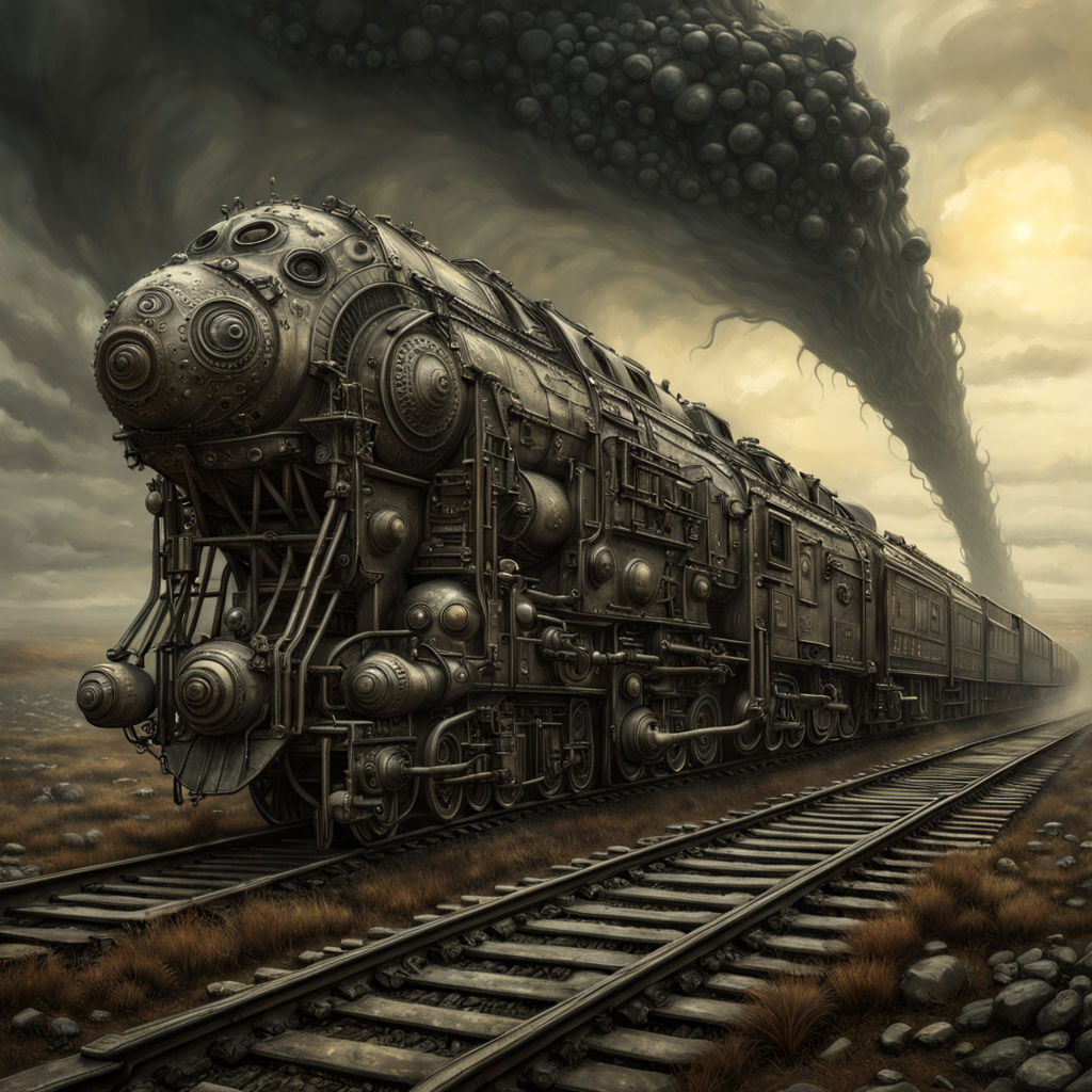 Surreal train as envisioned by H.R. Giger and Beksinski by Dogan Erdal ...