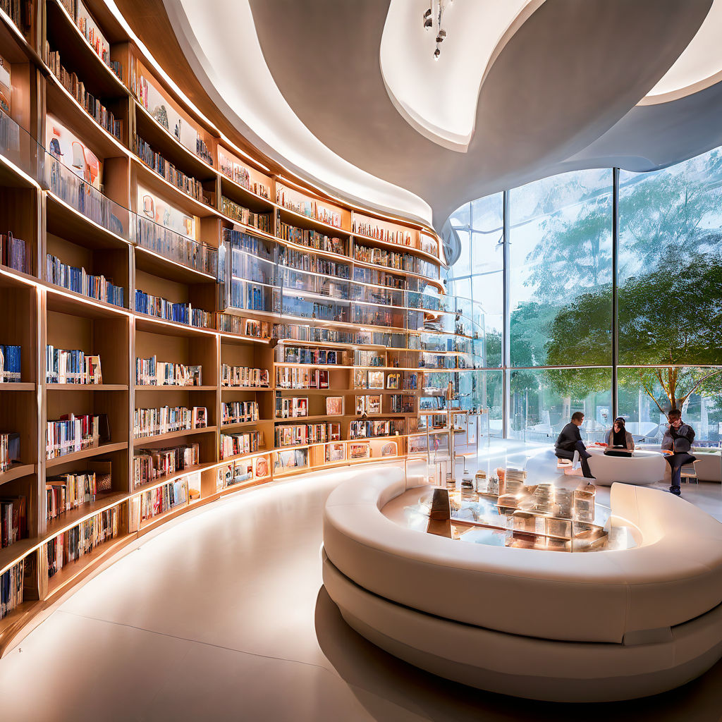 An ultra-modern library set in a smart city by LeviYah 777 - Playground