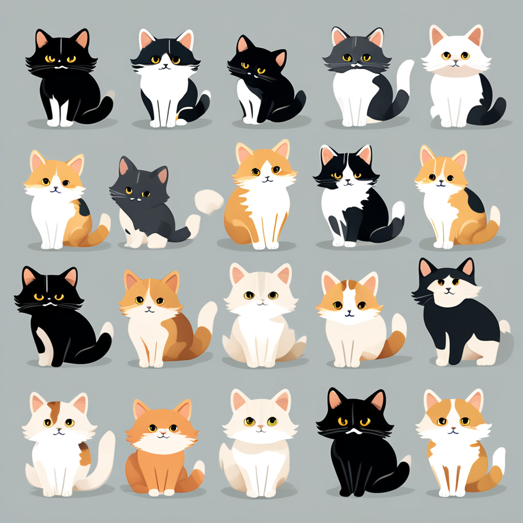 Design a clipart set that depicts various cat breeds and col... by ...