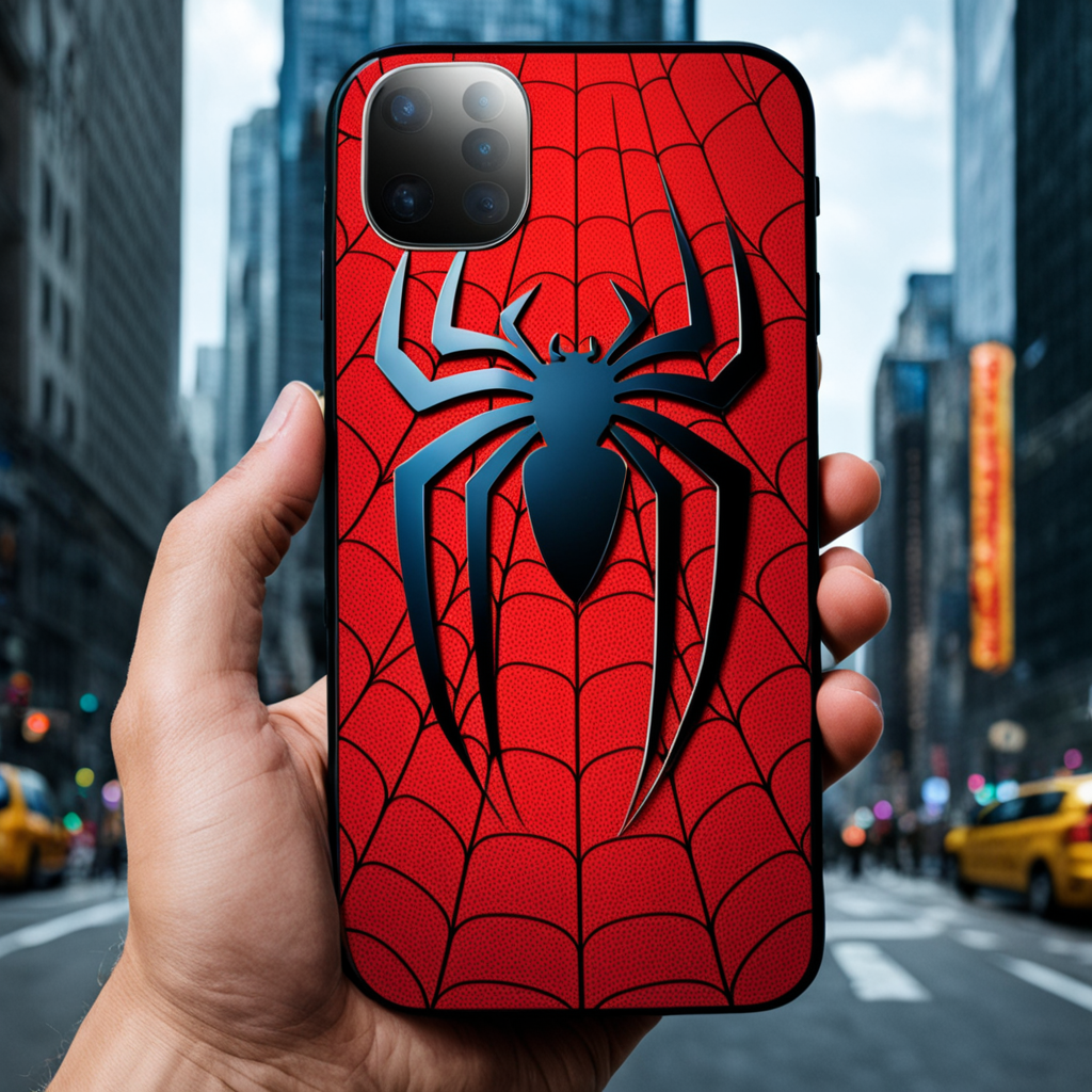 Create an image of a phone specially prepared for Spiderman by Valentin ...