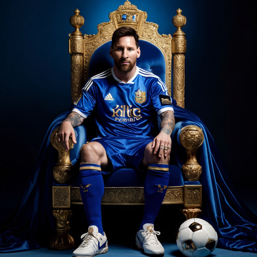 Lionel Messi seated regally on an ornate throne by Ninis Mandi - Playground