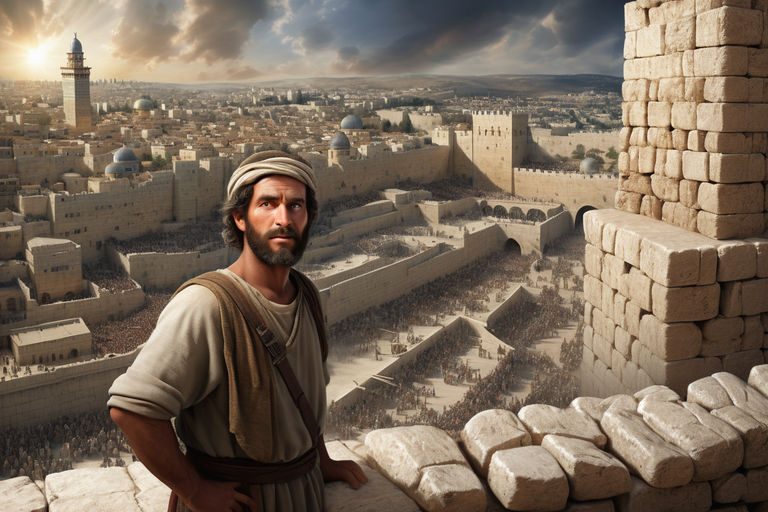 Nehemiah at the forefront overseeing the reconstruction of J... by ...