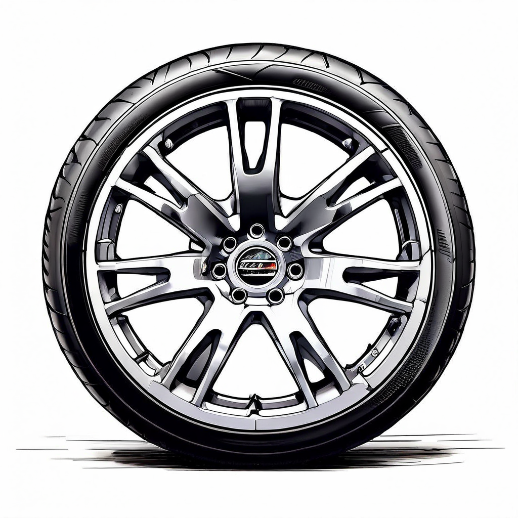 Technical pen and ink drawing of an 8 spoke automotive racin... by ...