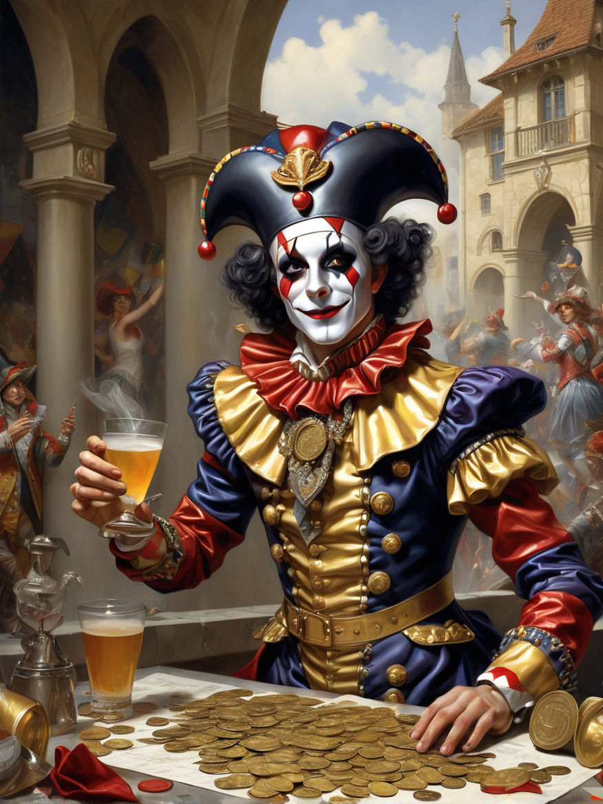 The Harlequin jester is dressed in a general's uniform and d... by ...