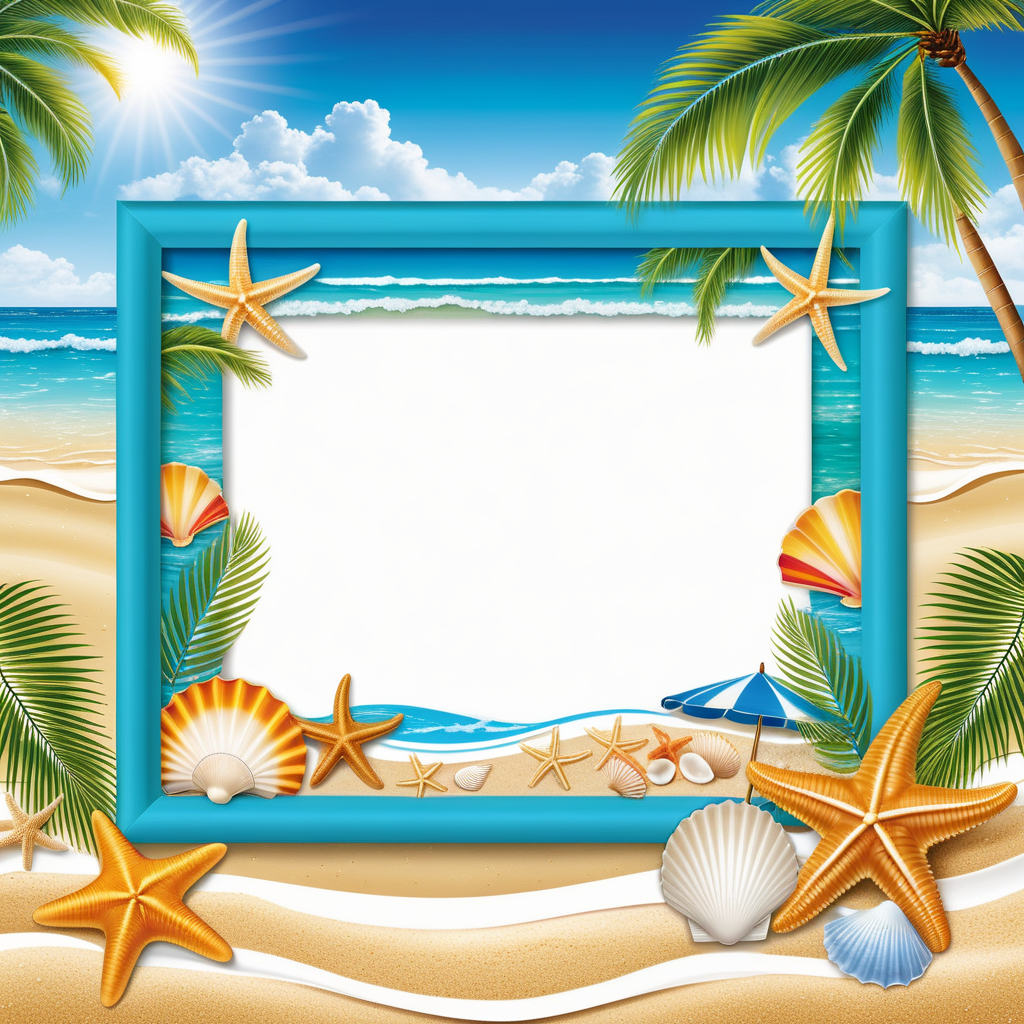 "Create a vibrant summer beach frame background template fea... by 카이의 ...
