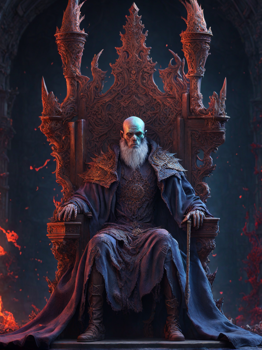 CREATE a undead necromancer king on throne figure outfit by Roberto ...