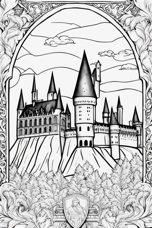 HOGWARTS(CASTLE) themed coloring book page by Sinan Kahraman - Playground