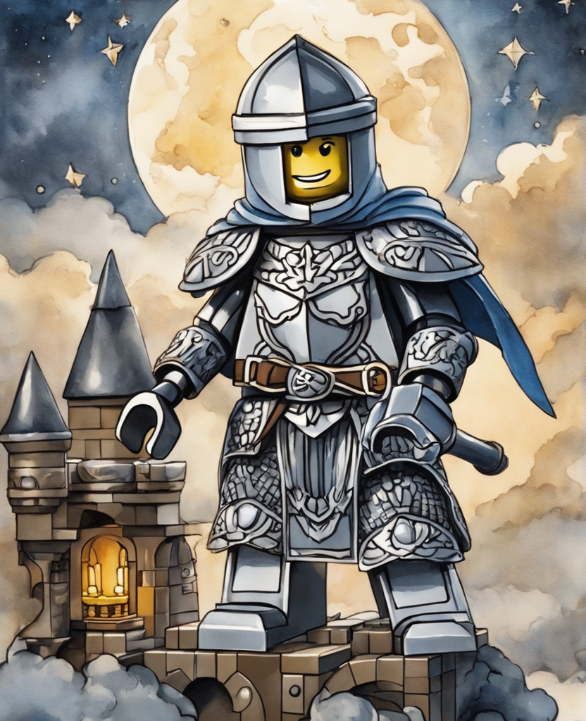 Lego minifigure knight castle night moon stars clouds by Jadie Cook ...