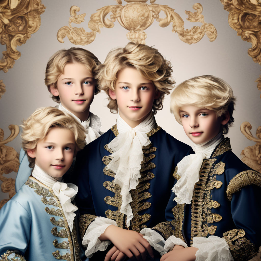 Blonde boy age 14 years old Rococo prince and siblings by ชัยสิทธิ์ ...