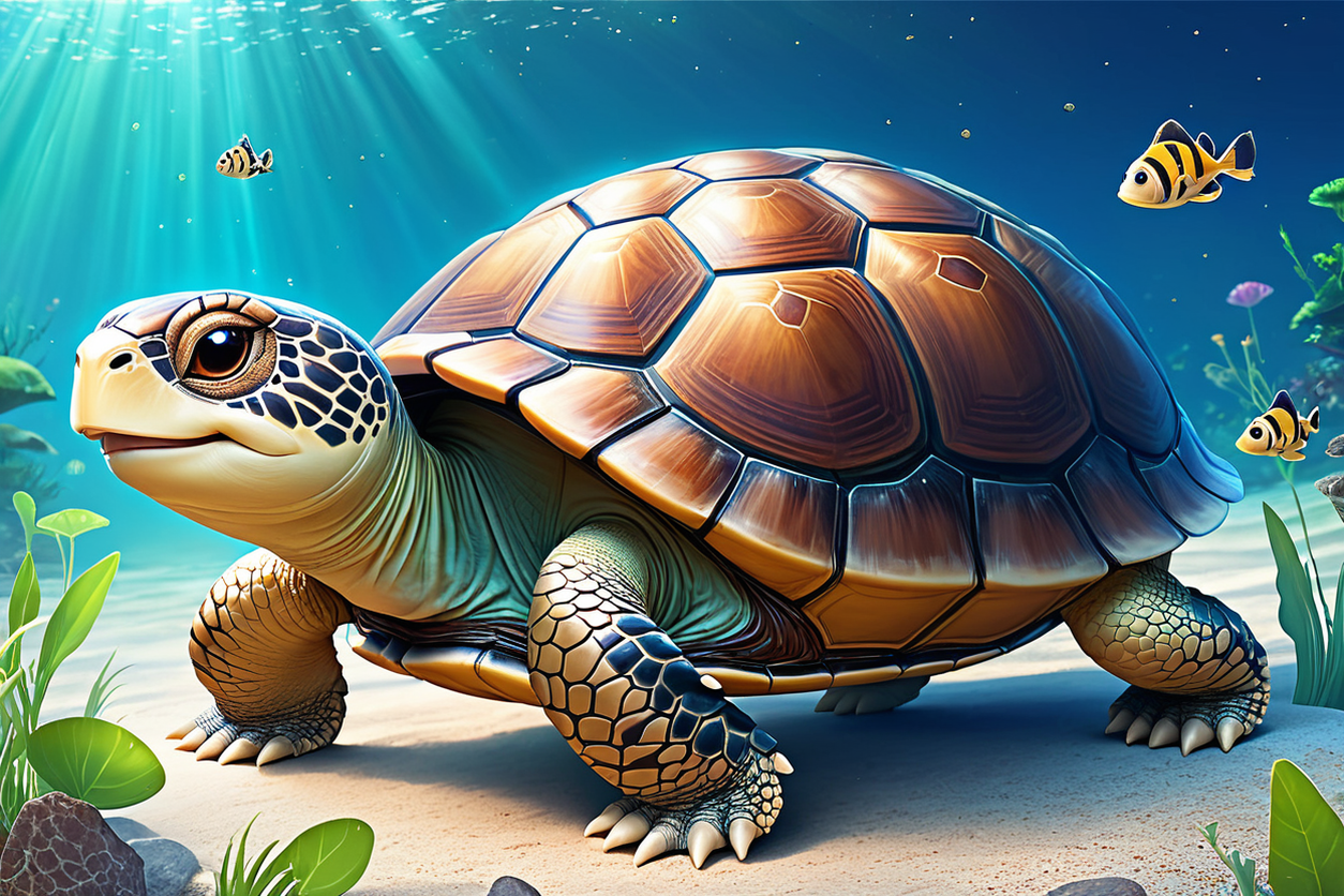 Cute smiling earth turtle with brown shell with cute eyes si... by Alex ...