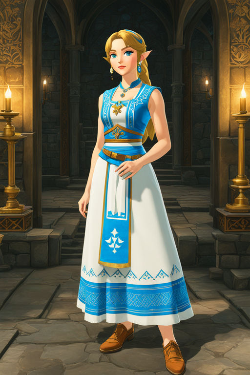 Zelda in Breath of the Wild inside Hyrule Castle wearing wom... by Old ...
