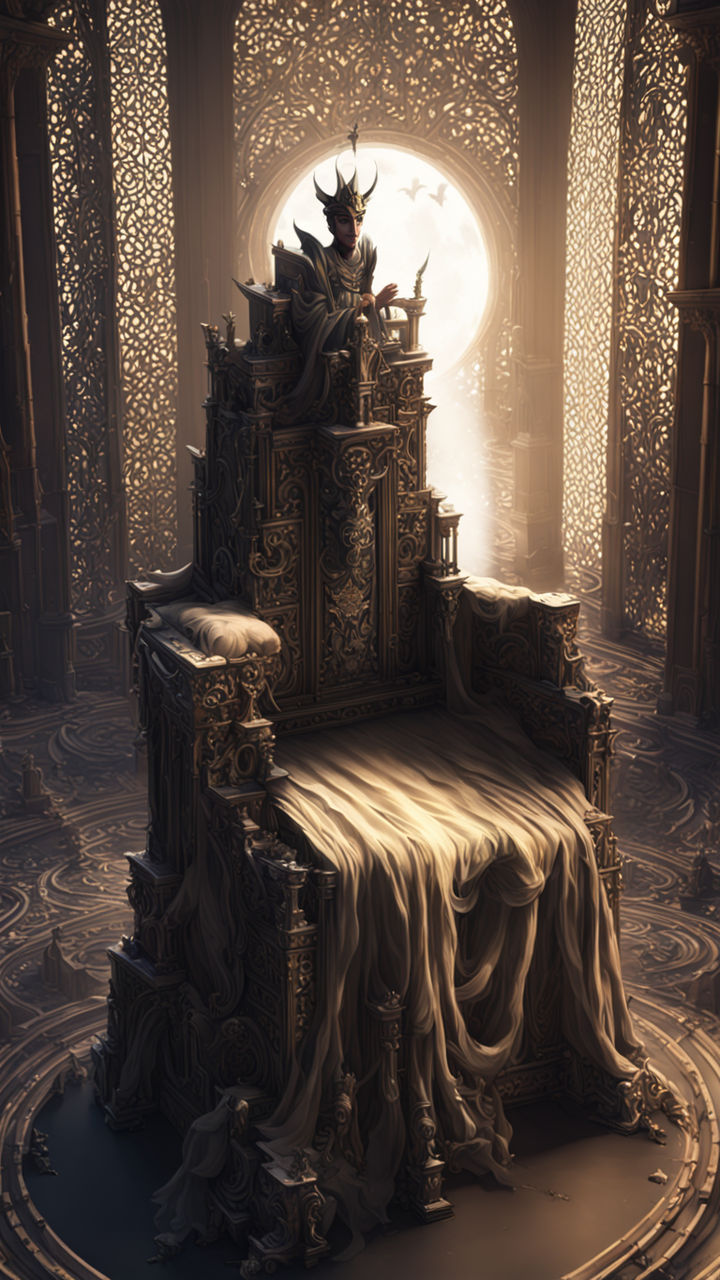 Eclipse casting a forgiving shadow over a regal throne inhab... by ...