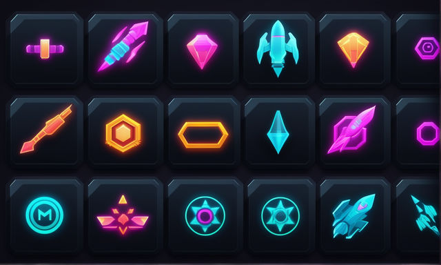 Hexagon game icons for a space shooter mobile game by Es Ti - Playground
