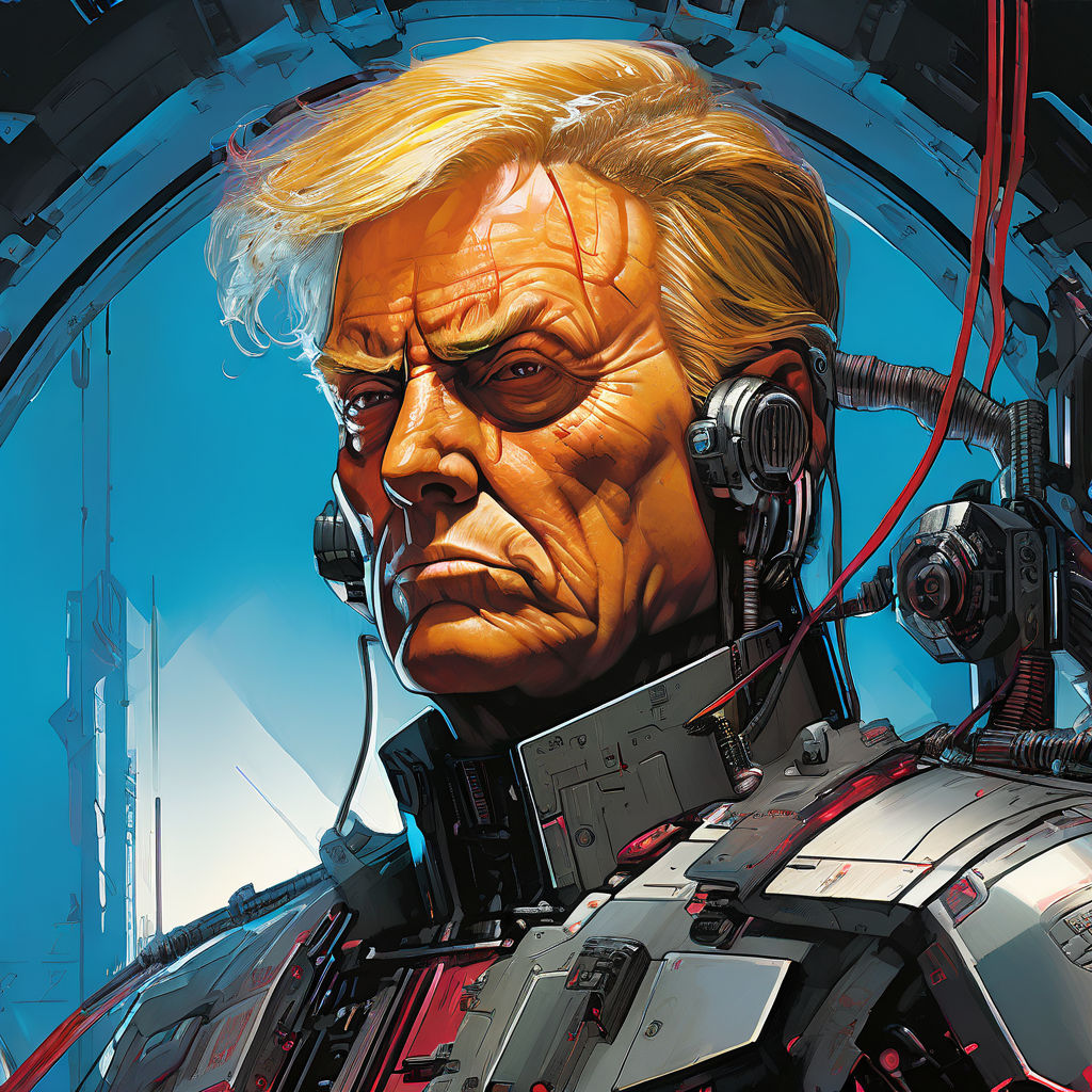 A close up of a cyborg trump by Alex T - Playground