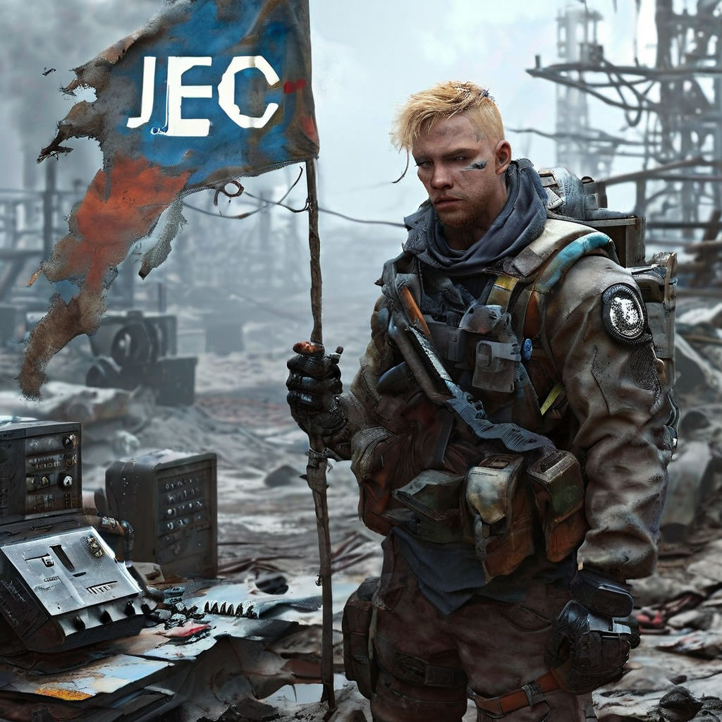 Post-apocalyptic soldier stands vigil over a desolate landsc... by Ale ...