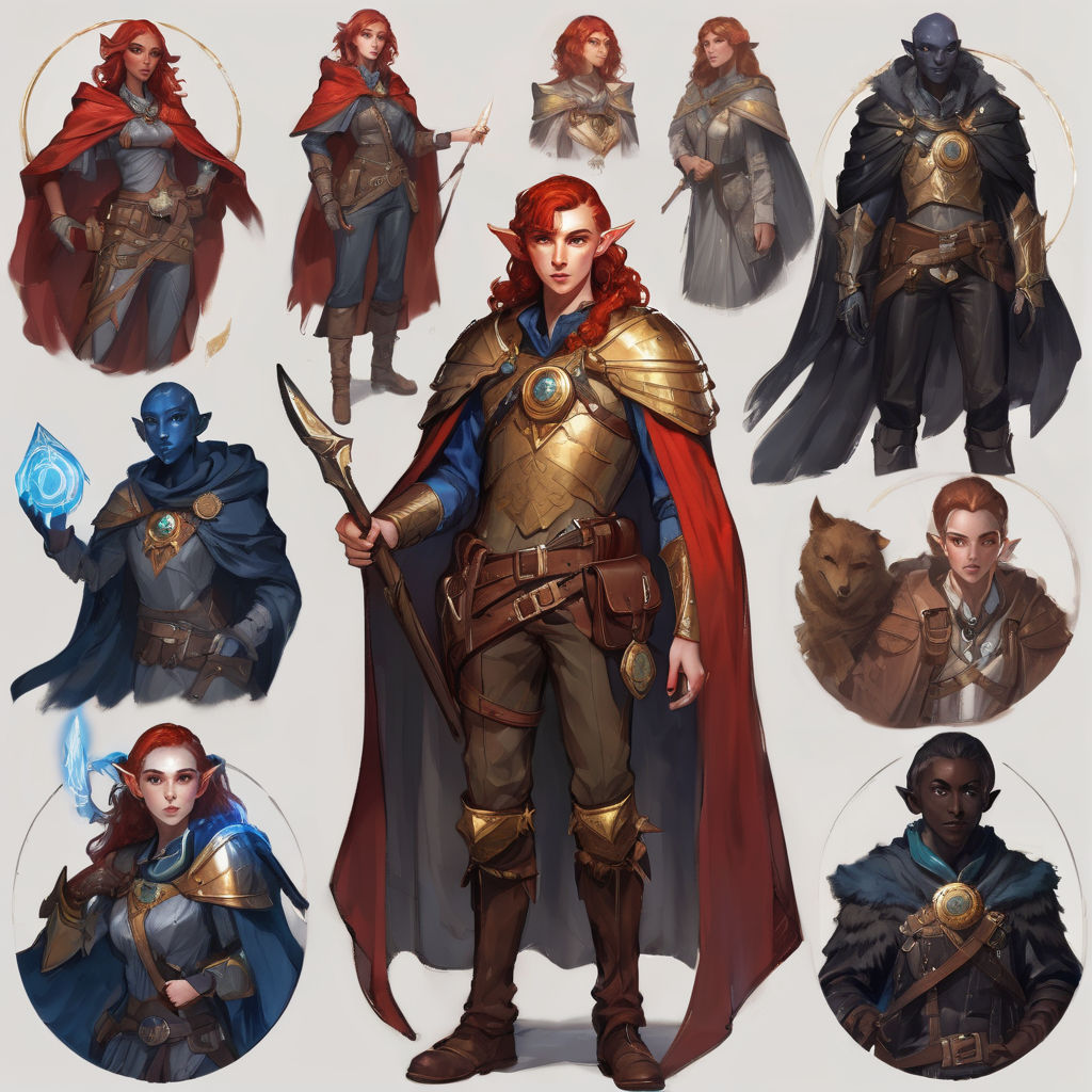 A circle of stars druid elf olive skin curly red hair golden... by Sam ...