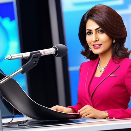 Indian women news anchor with news studio by Santukumar Dutta - Playground