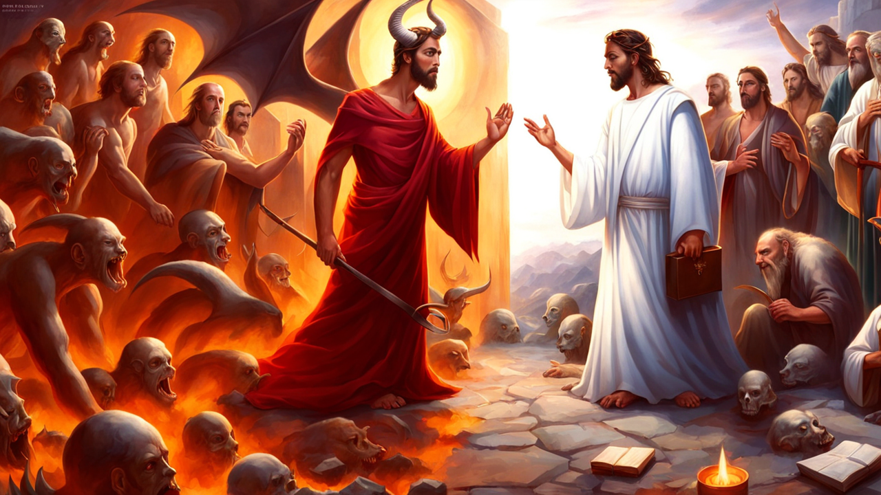 On the right side Jesus facing the devil face to face by Rhuan Souza ...