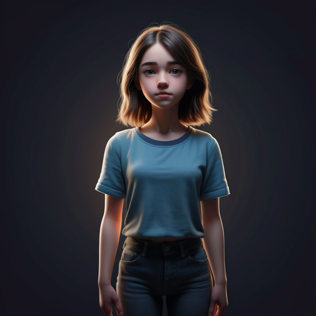 A teenage young girl standing. 2d digital puppet by Online Me - Playground