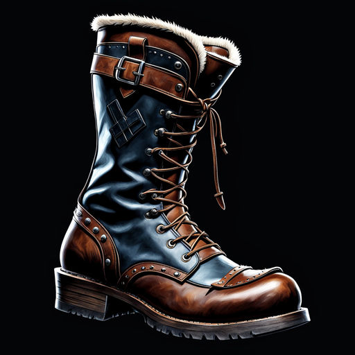 2D illustration of a viking walking old boot. The boot is ma... by ...