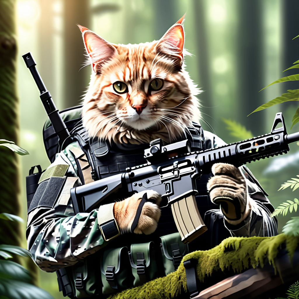 Cat equipped with military gear by Al Pacifista - Playground