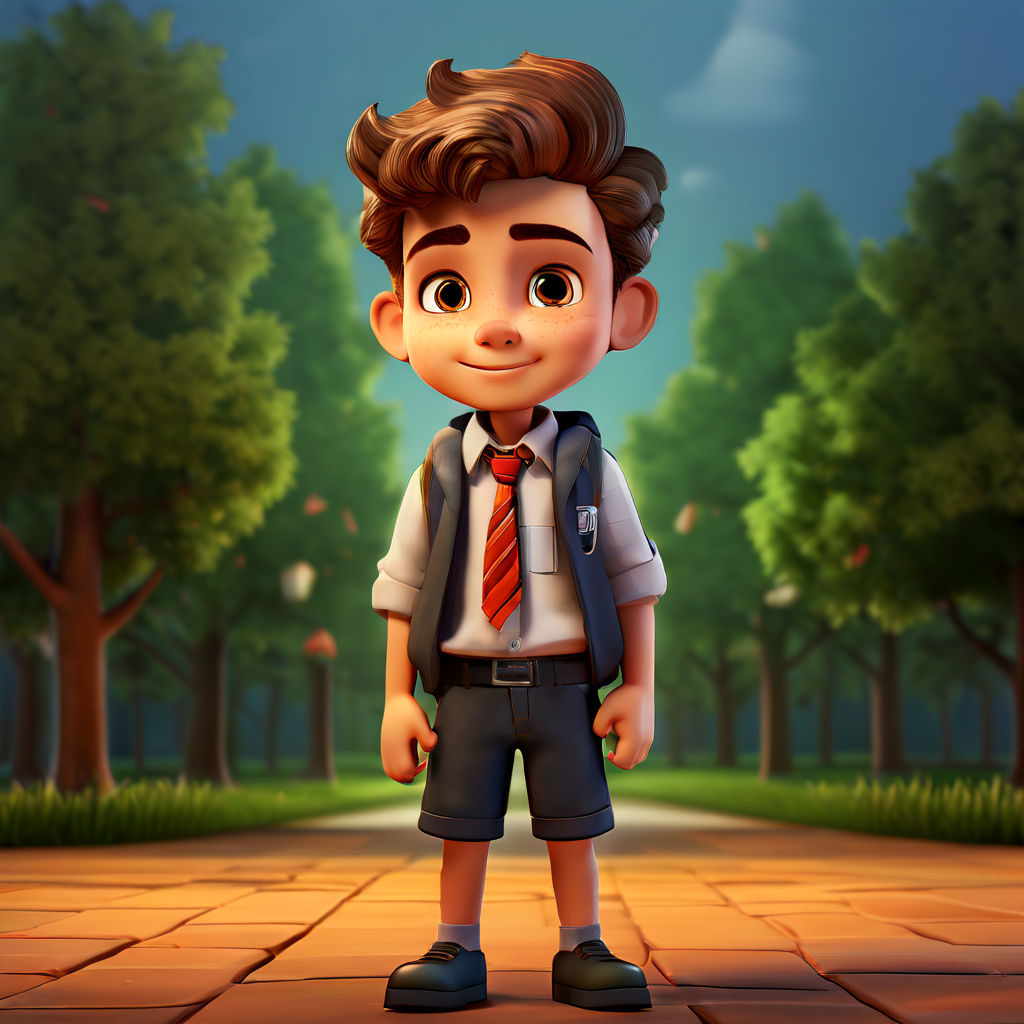 Animated school boy standing full body by Lily Smith - Playground
