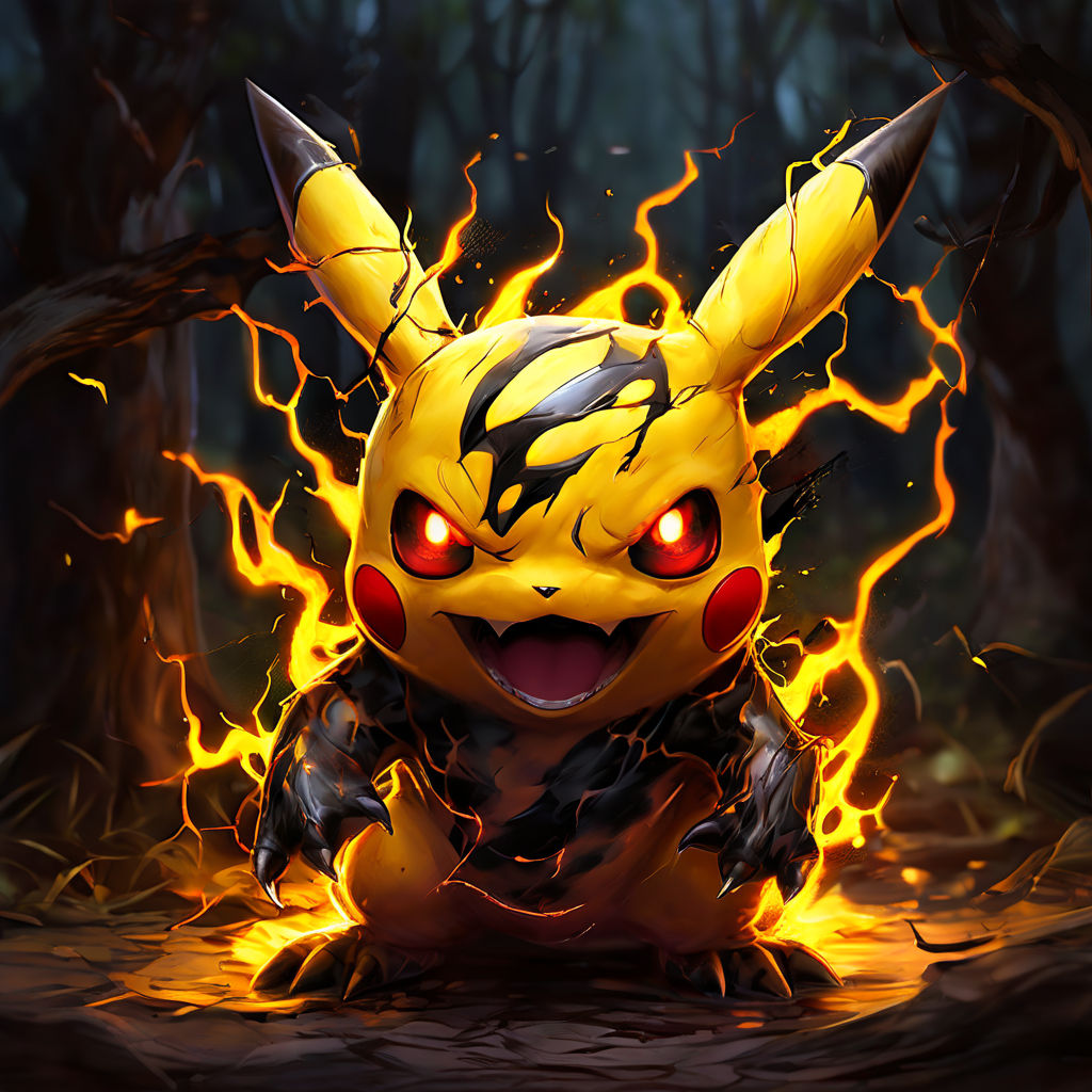 Surreal digital painting featuring a fusion of Pikachu and V... by ...