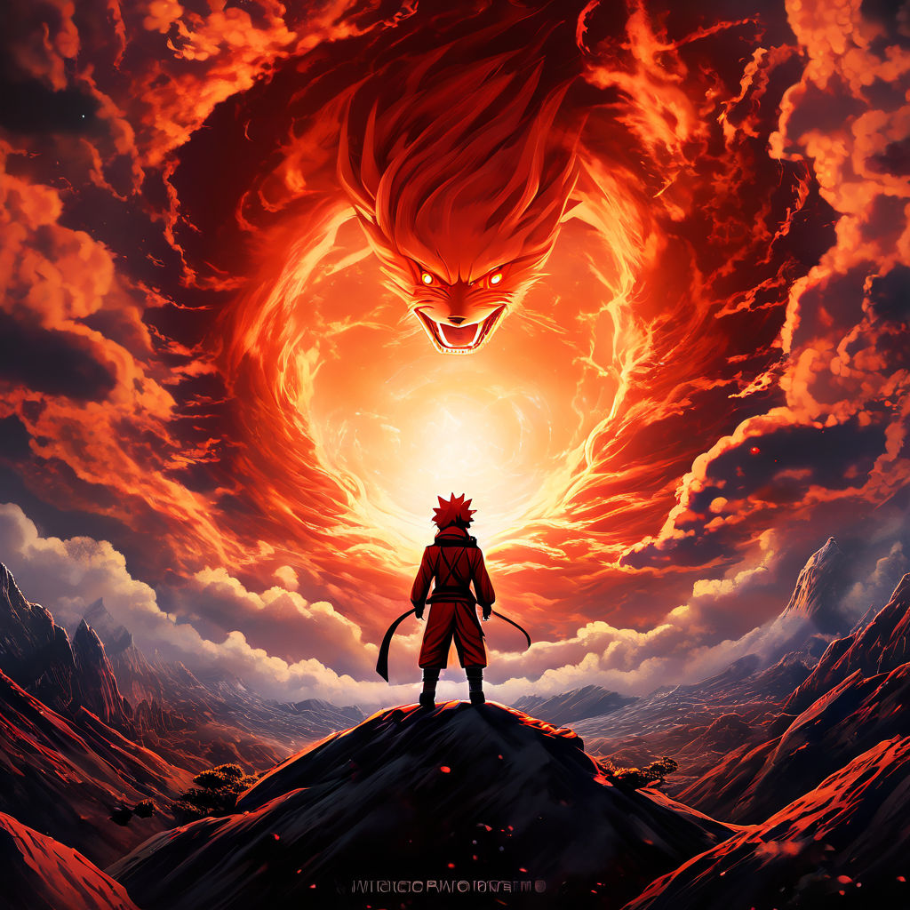 Kurama naruto low angle view in sky full nine taile angry by Akash ...