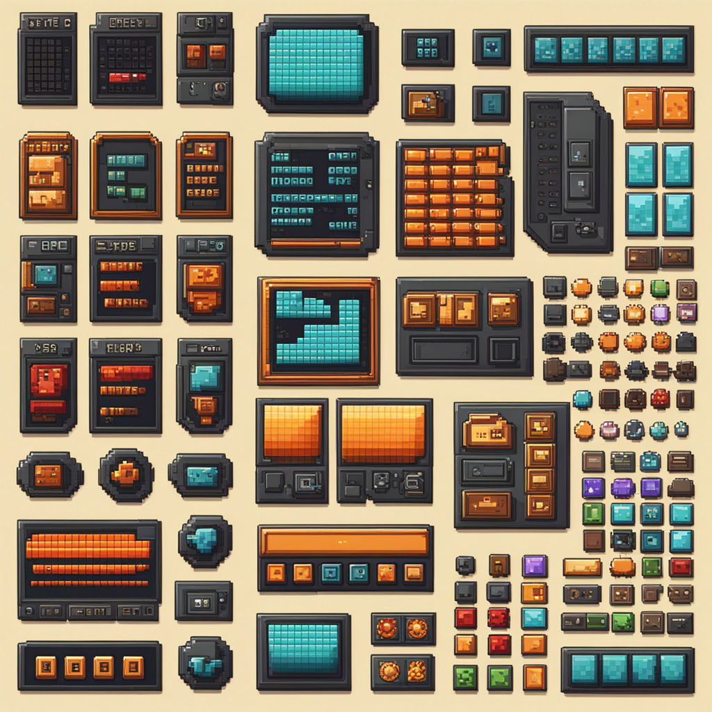 Create a pixel art UI pack for retro-style games. Design pix... by ...