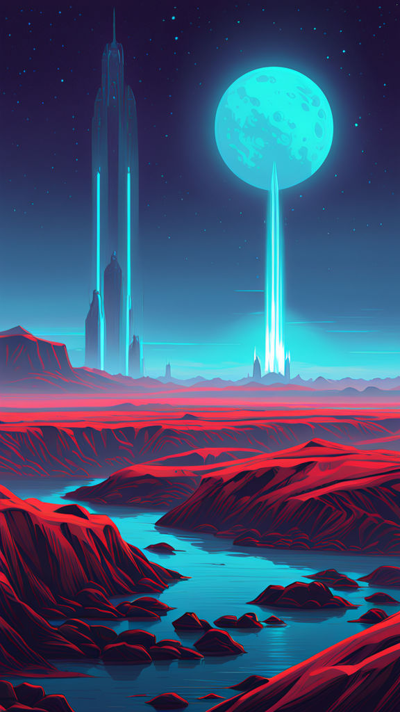 A wonderful alien landscape with planet on the horizon by Instituto ...