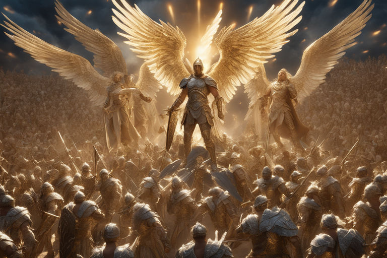 Majestic scene of A mighty army of angels (seen in full body... by ...